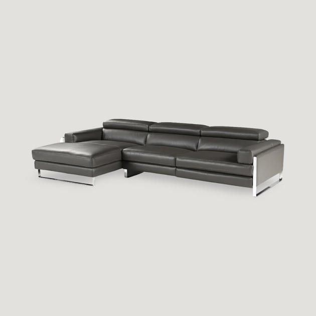 Romeo Italian Dark Gray Leather Reclining M | SoBe Furniture